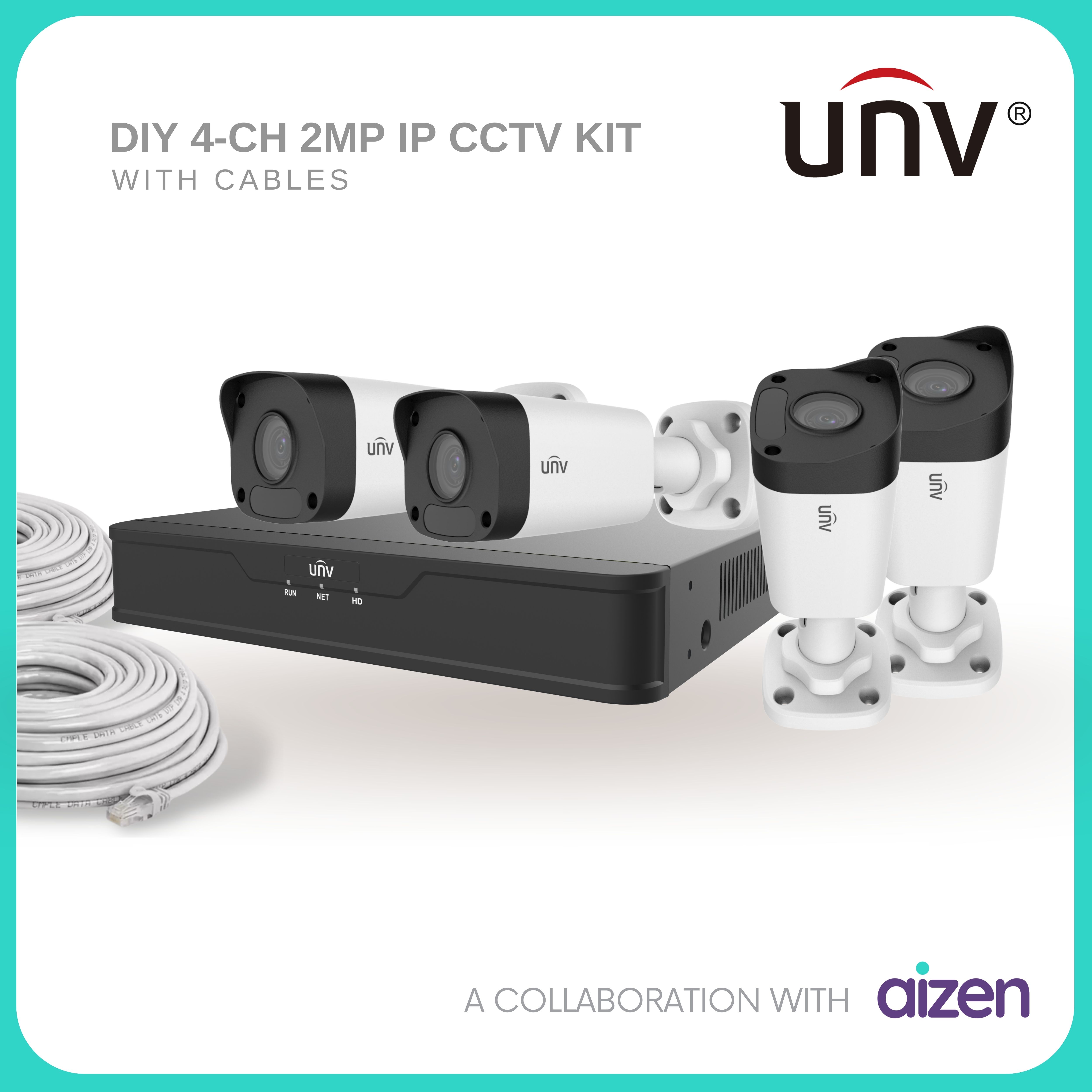 UNV DIY 2MP 4-CH/8-CH PoE CCTV KIT, Complete CCTV System with 2MP Mini ...