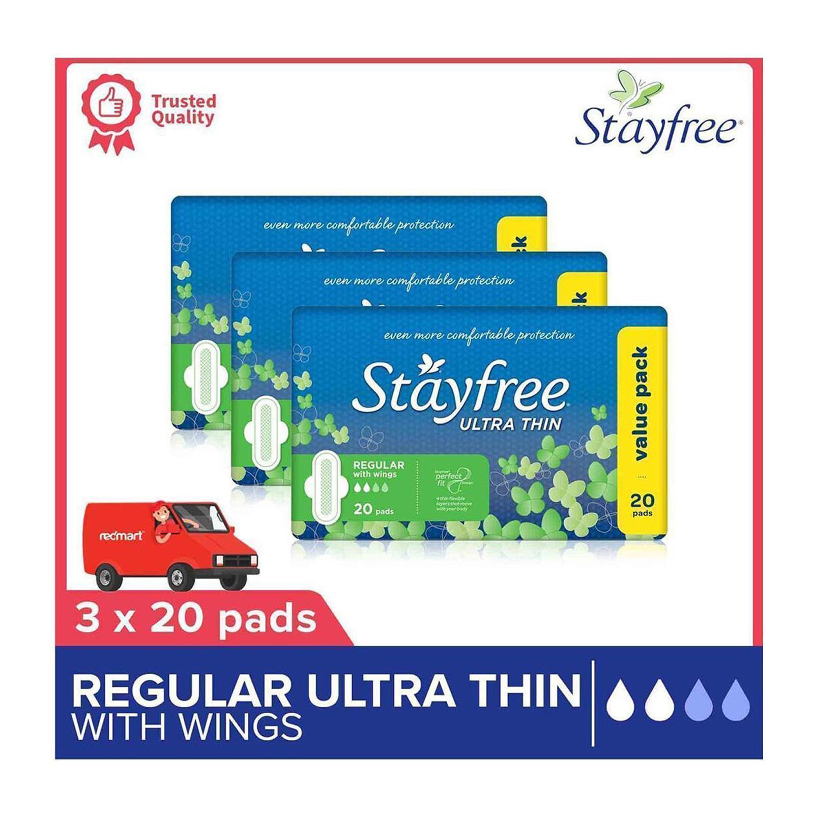 Stayfree Ultra Thin Regular With Wings Sanitary Pad Cottony Soft 23cm ...