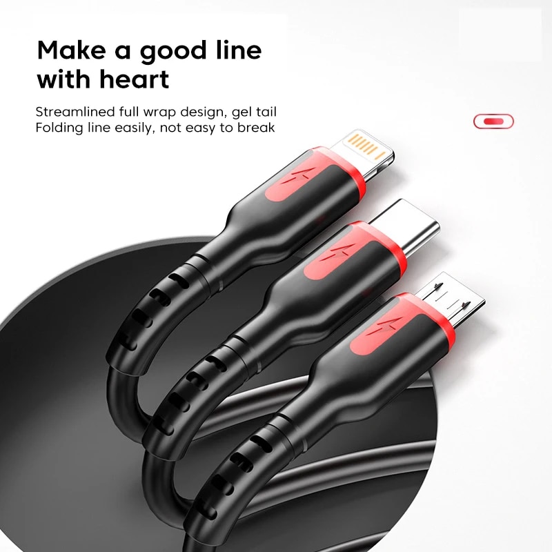 100w 3 in 1 Cable Type C Micro IOS Fast Charging Spring Charger Cable ...