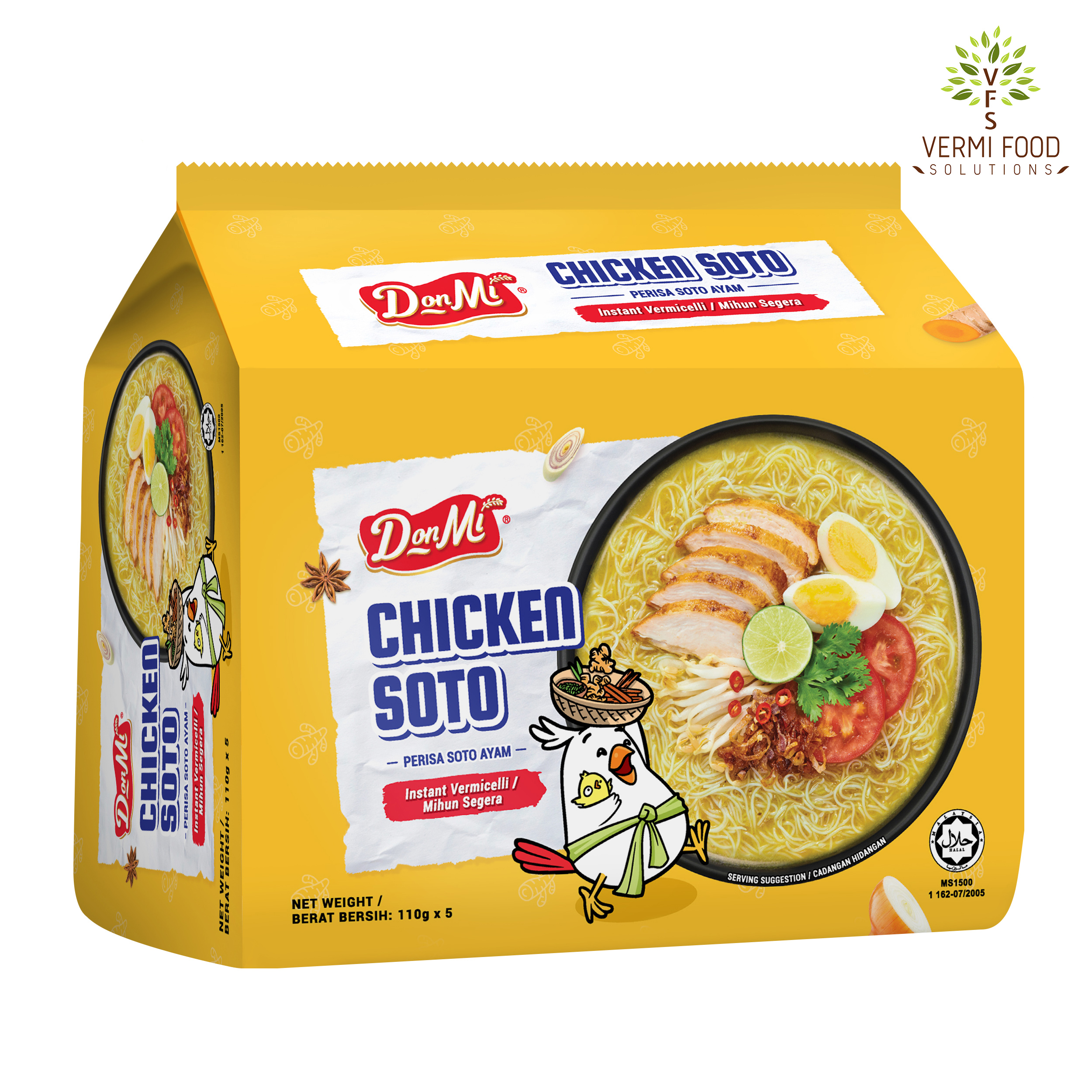 Donmi Instant Vermicelli Chicken Soto Flavour 110g x 5 | Lazada