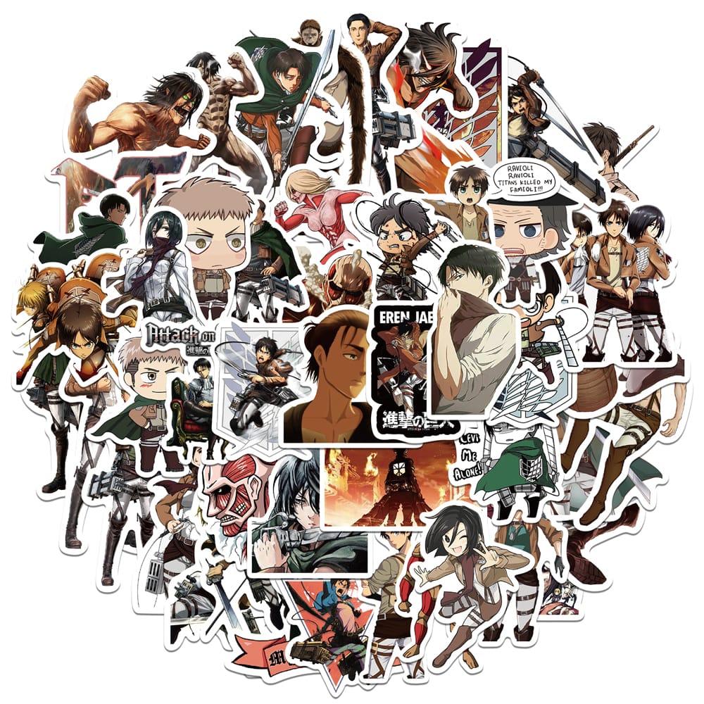 Stiker titan on attack isi 20 /stiker anime eren levi mikasa | Lazada ...