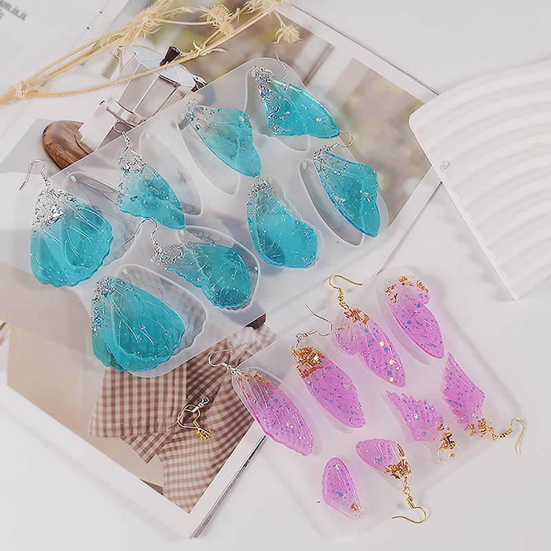 DIY Butterfly Wing Earrings Pendant Silicone Molds With Hole Jewelry ...