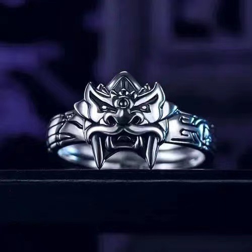 【Grand Sale】Retro mythical beast lion dance ring men's a cold wind open ...