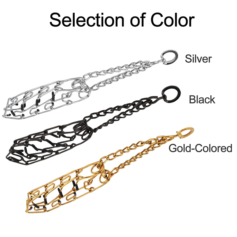 【LKFJ4OPFIR】Black Metal Prong Collar Removable Pet Spike Necklace Comfort Rubber Tip Adjustable ...