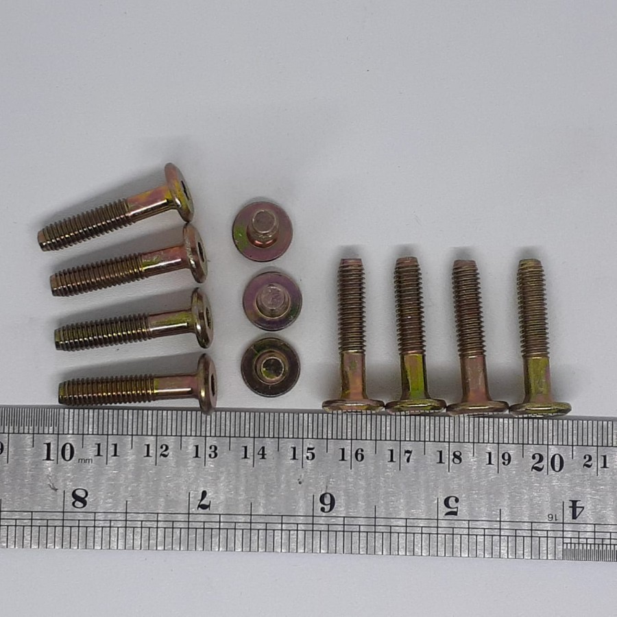(2pcs) Baut JCBC m6 x 30 mm atau baut knockdown Dimensi Panjang baut 30 ...