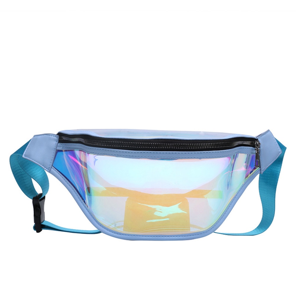 Women Girl Travel Waist Bag Fashion PVC Laser Transparent Bags Money ...