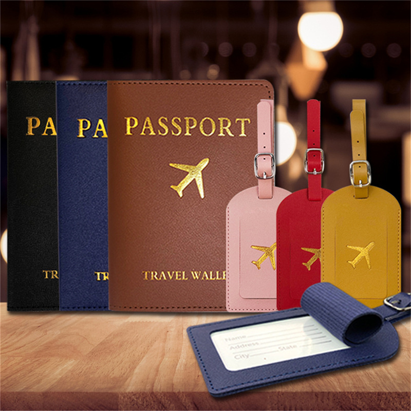 Simple Passport Holder And Luggage Tag Leather Travel Sets Couple ...