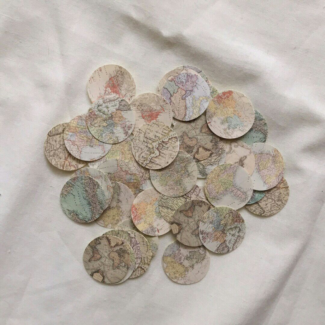 Stiker Jurnal HVS 54 pcs Round Maps Aesthetic untuk Jurnal / Scrapbook ...