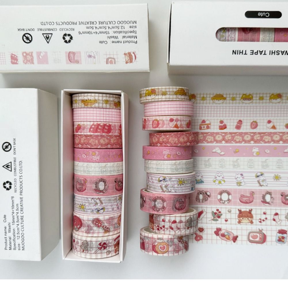 Vintage Style 10 Rolls Washi Tape Set Adhesive Multi-Pattern DIY ...