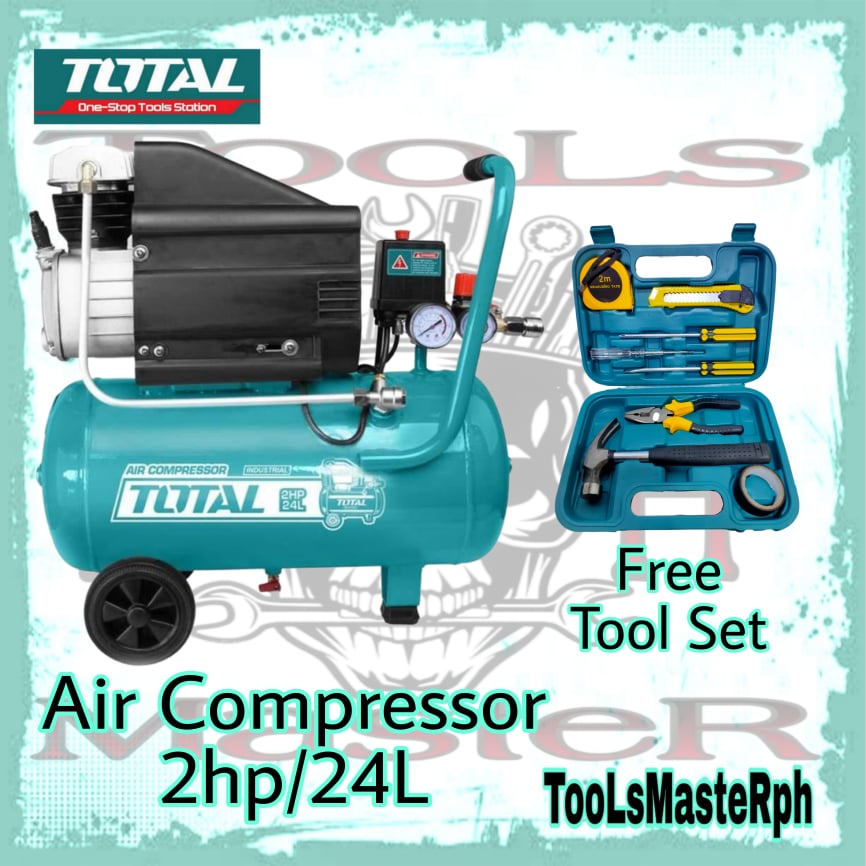 TOTAL Air Compressor 2HP/24L (TC120246P) With FREE TOOLSET | Lazada PH