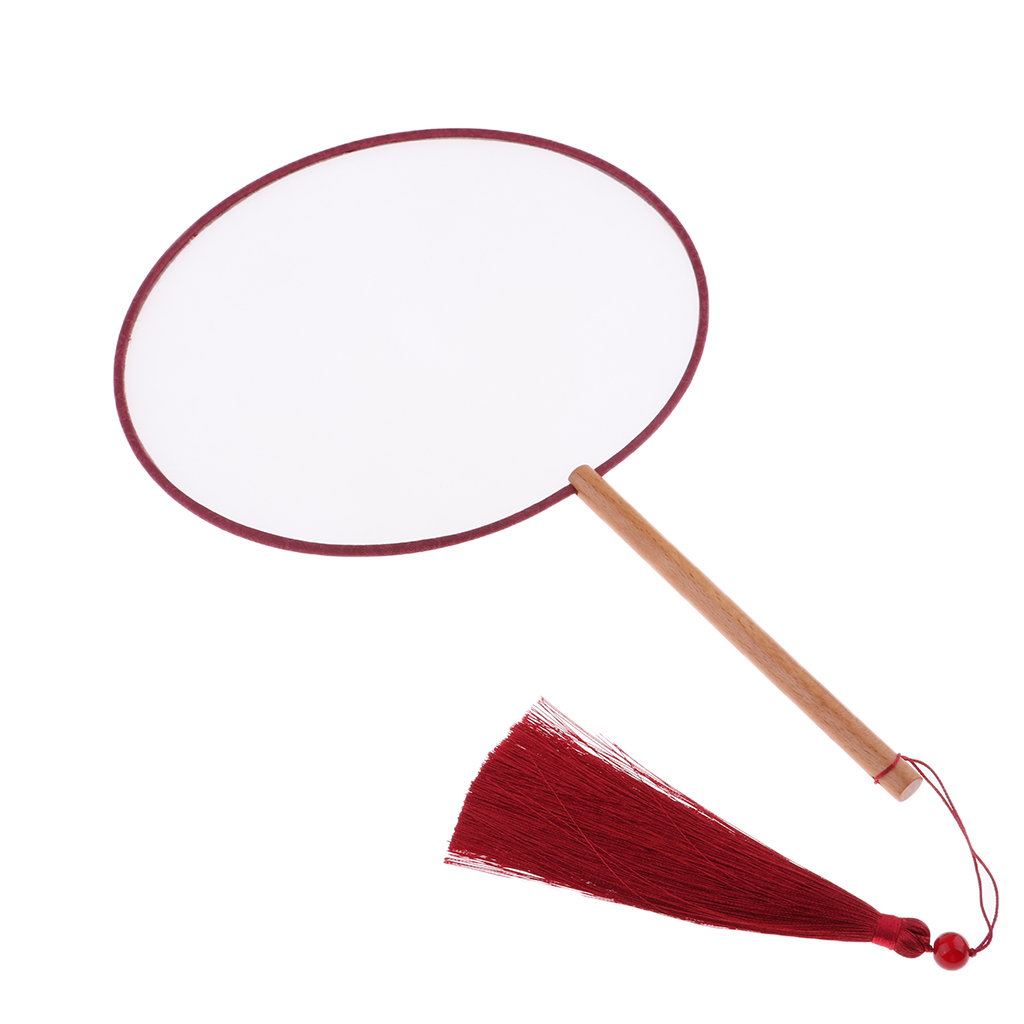 【4d93b78f】Traditional Blank Chinese Round Fan with Wooden Handle ...