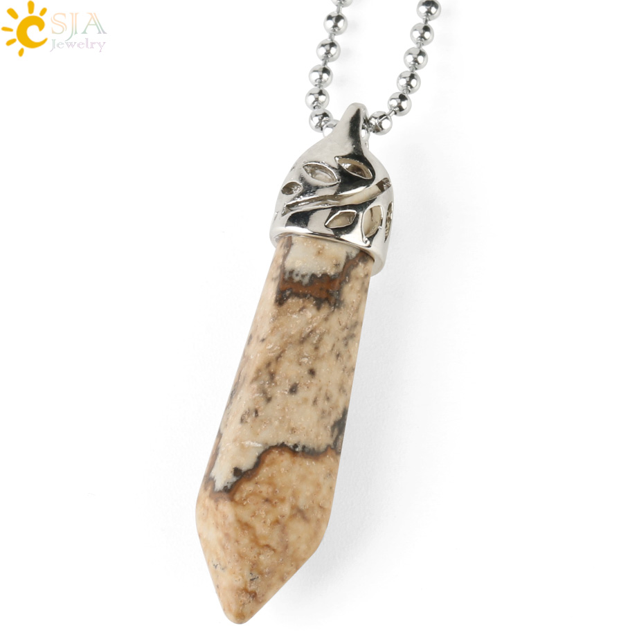 【Qian poem li Store】CSJA Natural Gem Stone Hexagon Pendant Healing ...