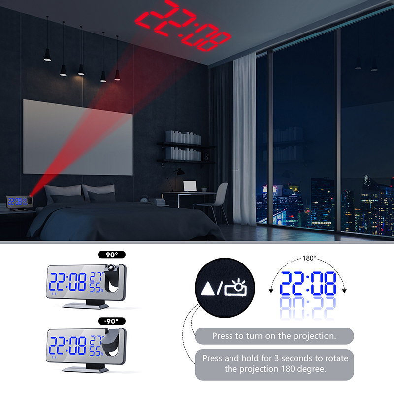 LED Digital Alarm Clock Table Watch Electronic Desktop Clocks USB Wake ...