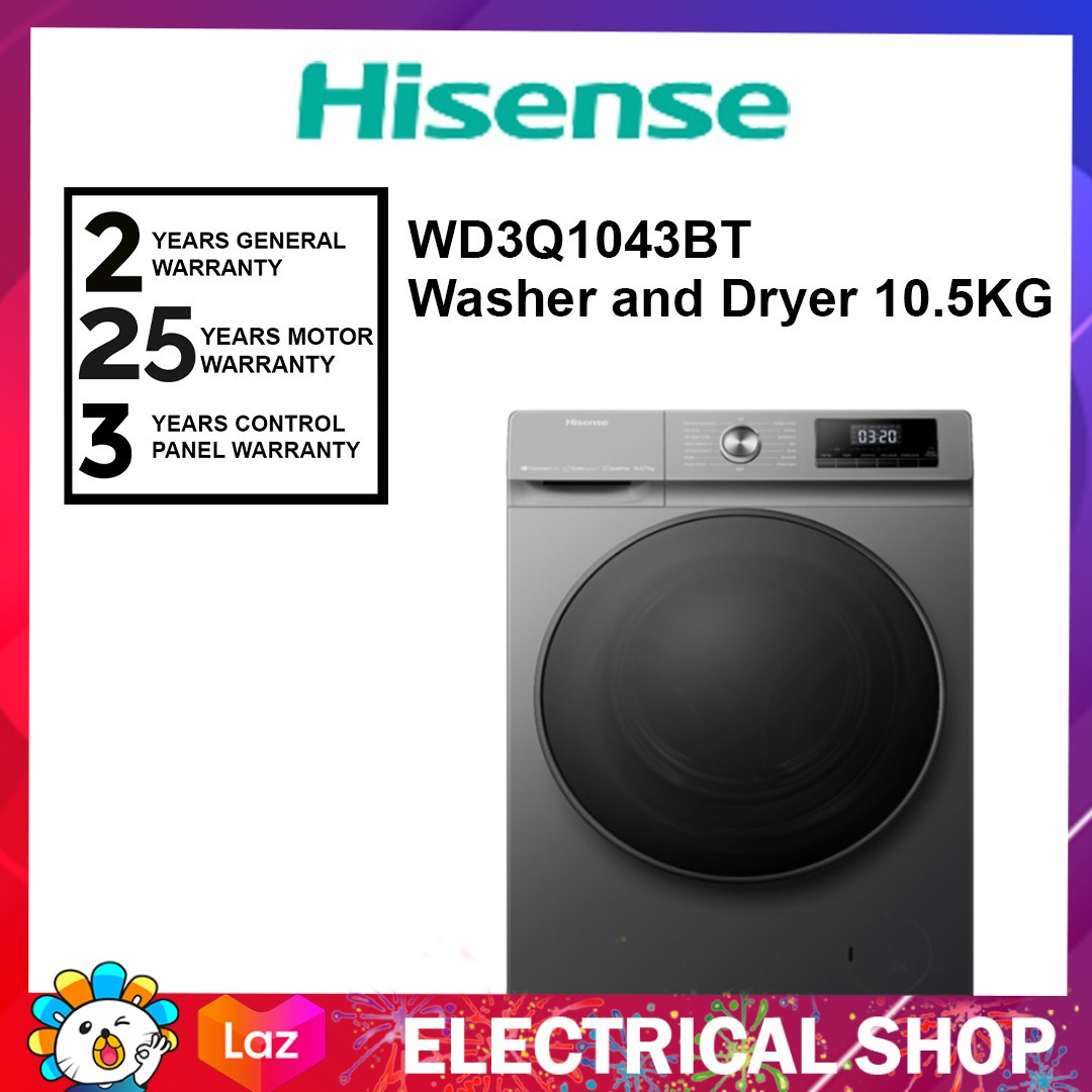 Hisense (10.5KG/7KG) Front Load Washer and Dryer WD3Q1043BT Washing ...