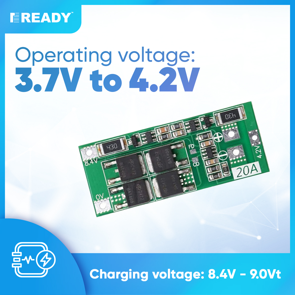 2S 20A 7.4V 8.4V 18650 Li-ion Lithium protection board/BMS board ...