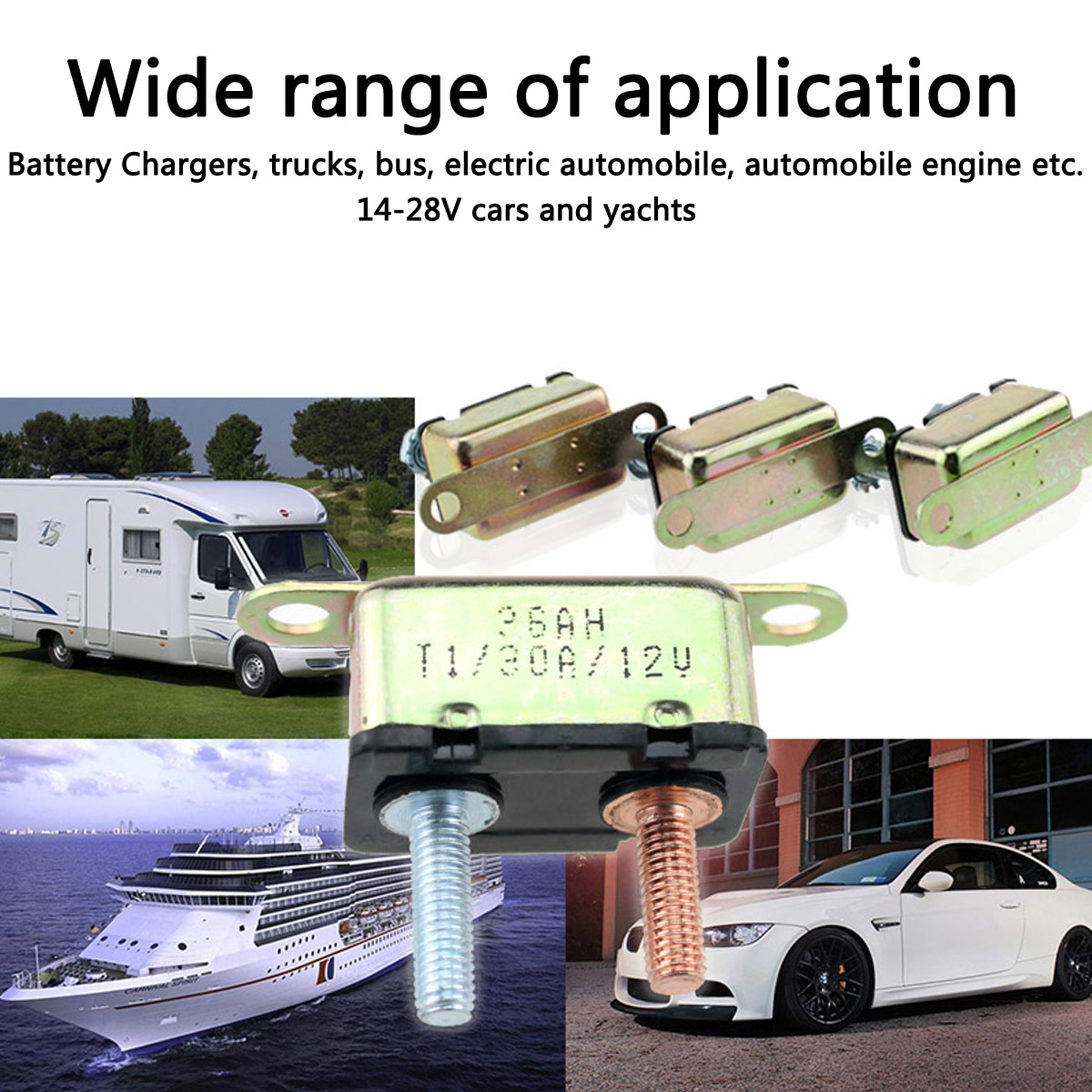 322233396011 Auto Reset Chic Circuit Breaker 50 AMP Computers 12V Fuse ...