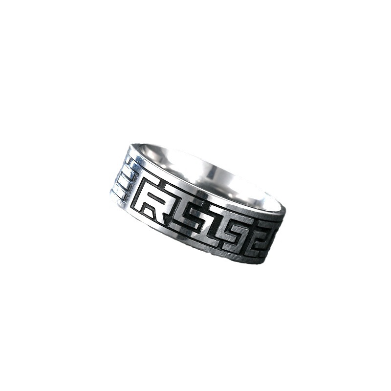 【I was hyped up】New Titanium Steel Men's Ring Retro Style Hand Jewelry ...
