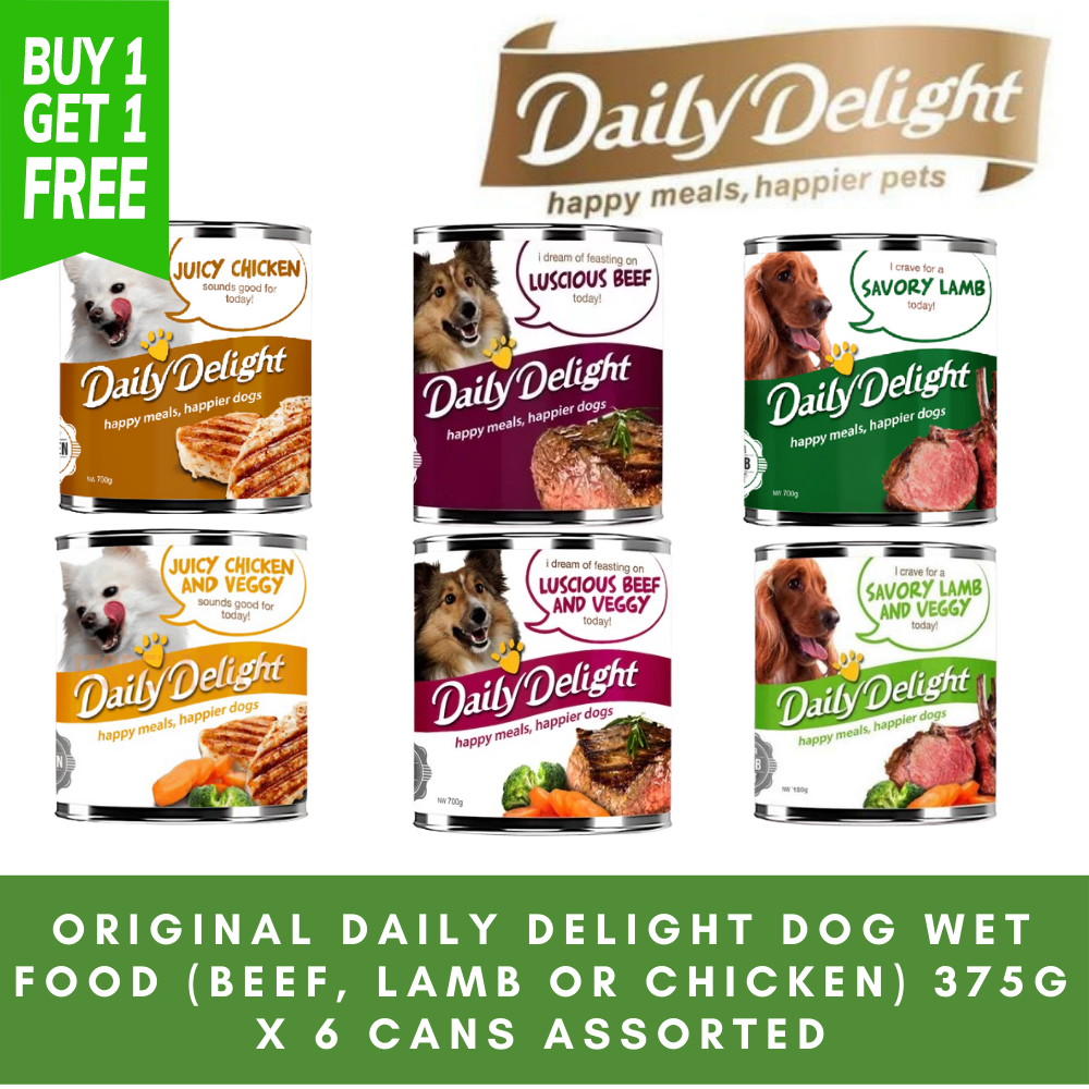 Original Daily Delight Dog Wet Food (Beef, Lamb or Chicken) 375g x 6 ...