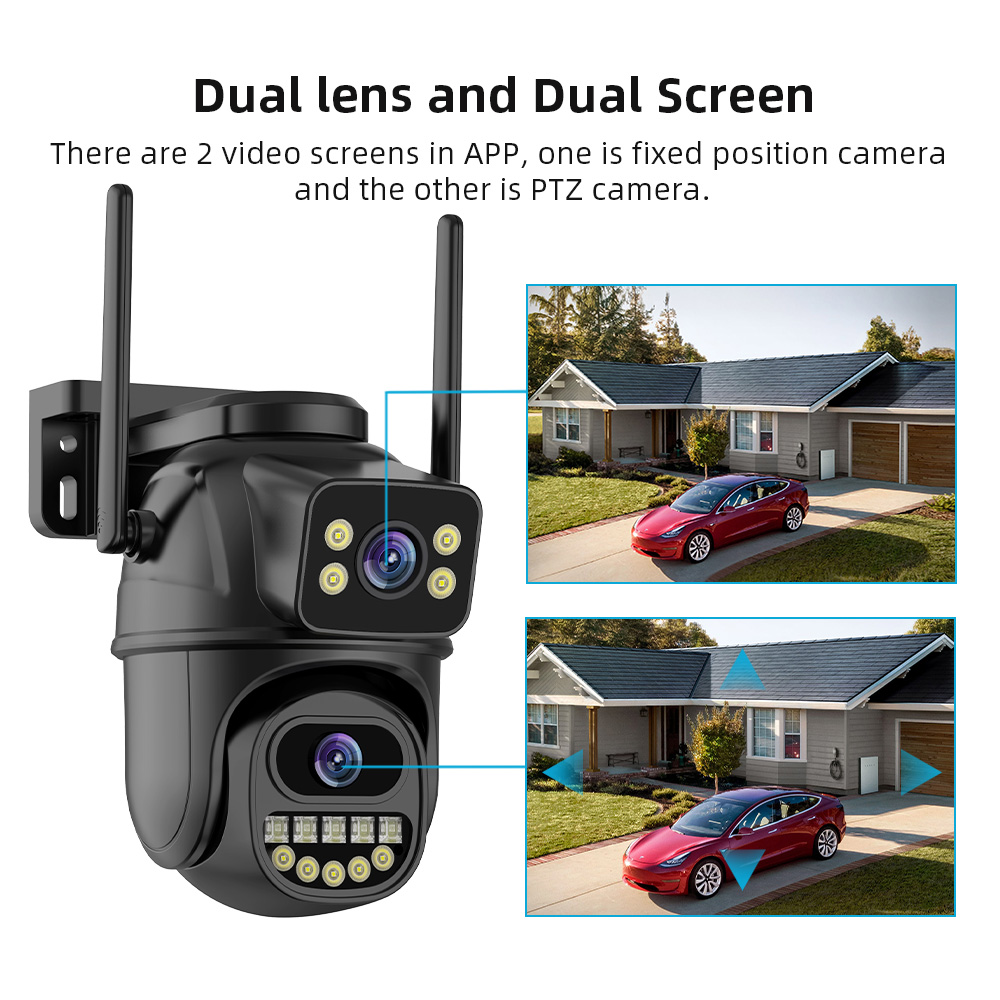 4K 8MP HD Wifi PTZ Camera Outdoor 4MP Dual Lens Dual Screen AI Auto ...