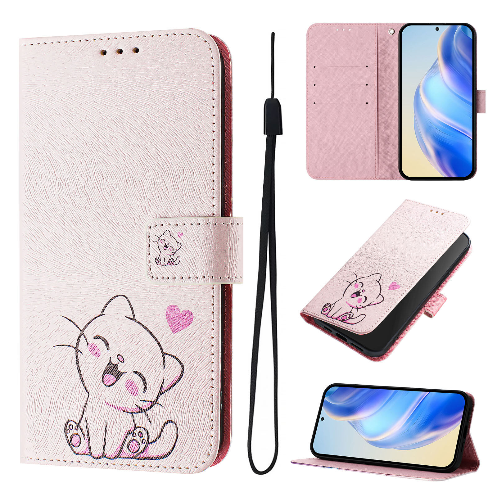 lthmy for itel P55 5G Phone Case Butterfly Flower Cat Multifunctional ...