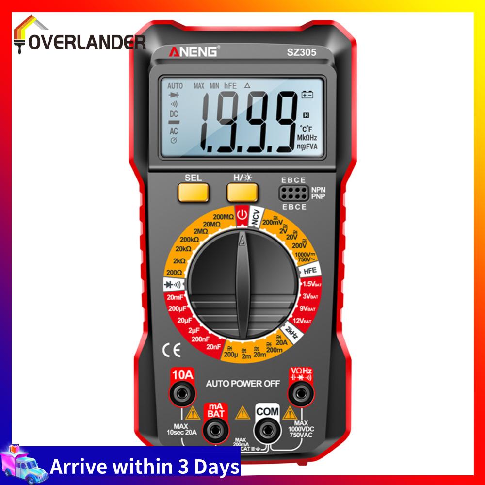 Digital Multimeter Large Screen Voltage Detector 1999 Counts Votage ...
