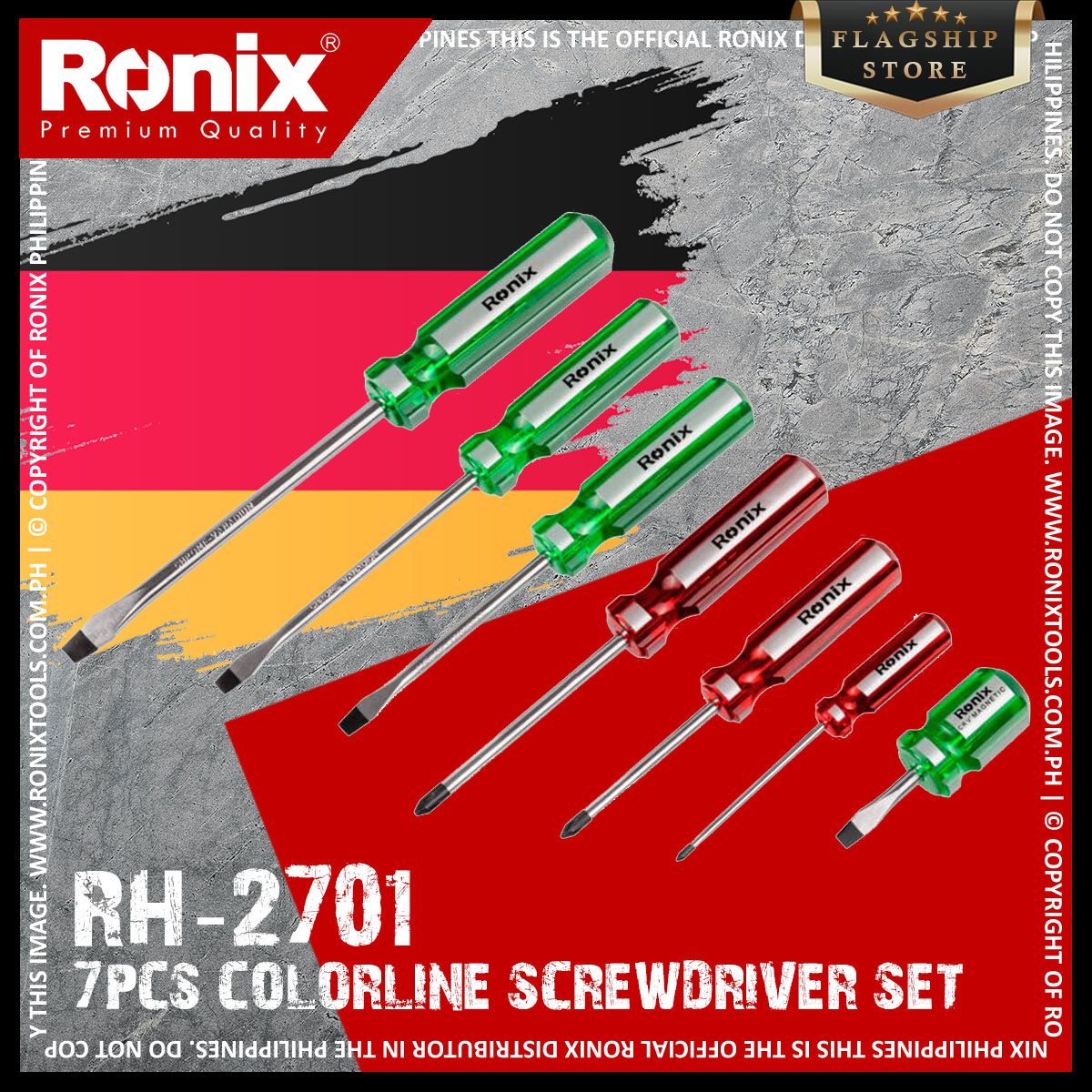 New! 🇩🇪 Ronix RH-2701 Premium Quality Screwdrivers Set, 7 PCS, Magnetic ...