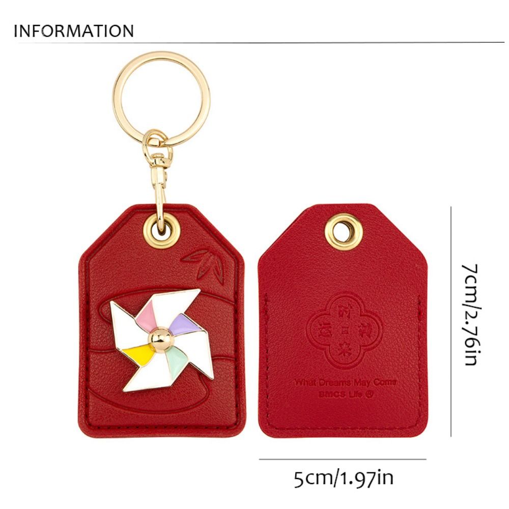 Leather Rotating Windmill Keychain Creative Cute Entrance Guard Card ...