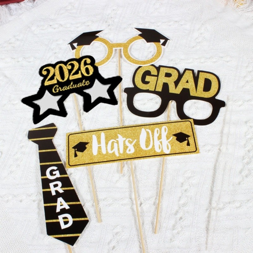 25pcs Funny Black Graduation Photo Props Class of 2026 Beard Glasses ...