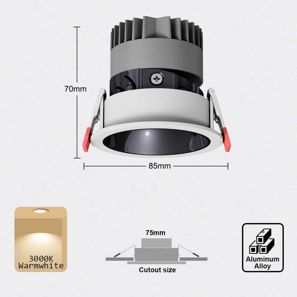 12W LED Eye ball Recessed Eye ball Spotlight COB Anti Glare Downlight ...