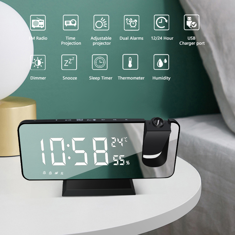 LED Digital Alarm Clock Table Watch Electronic Desktop Clocks USB Wake ...