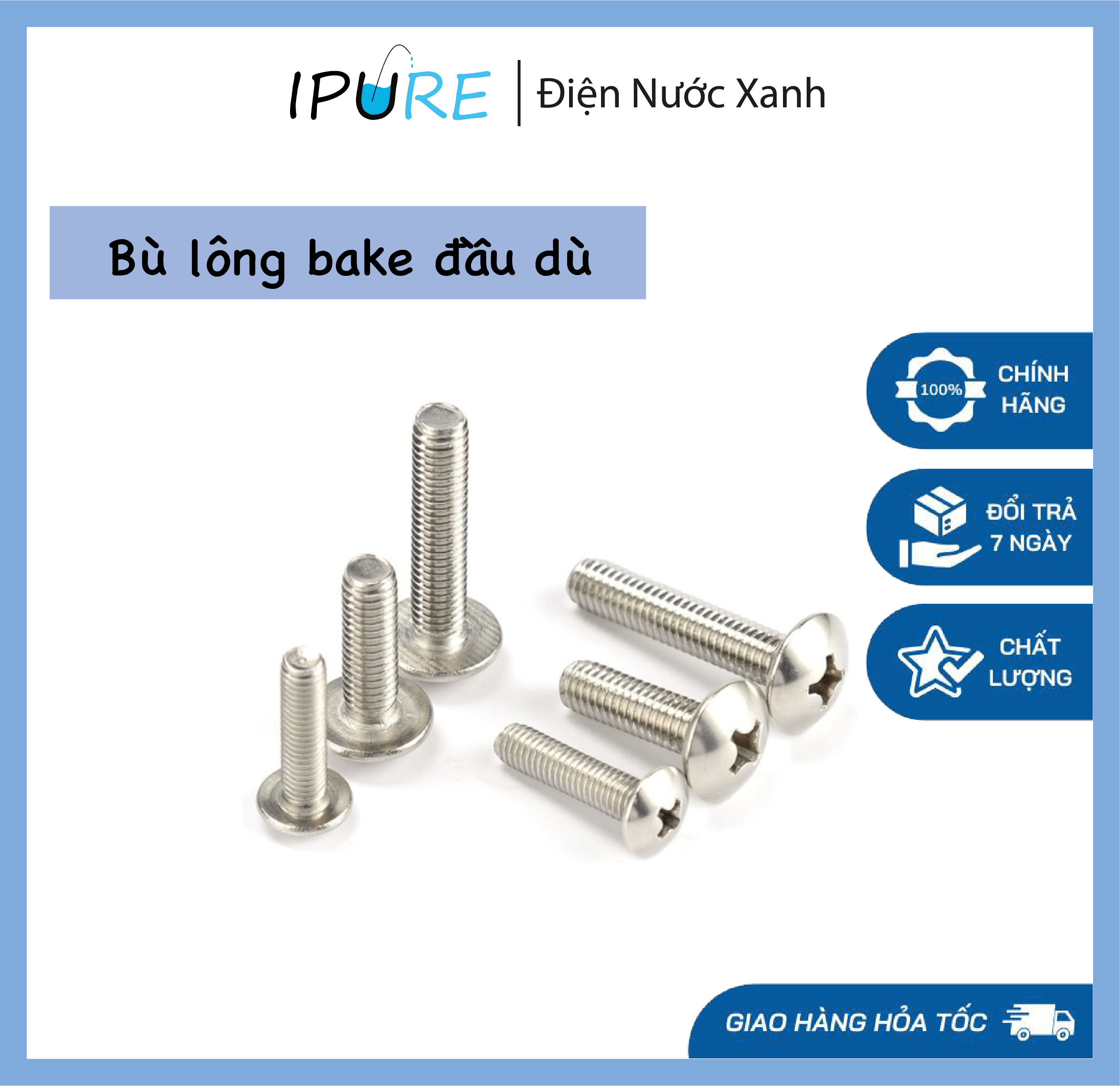 Bu lông M4 (4 ly) 30/ 50 con pake đầu dù thân bulong Vít bake đầu tròn ...