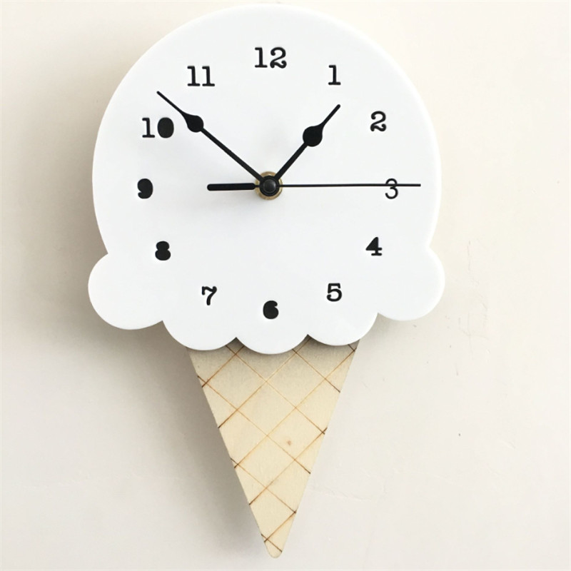【New Trend】Nordic Ice Shape Wall Clock Wood Cartoon Mute Watch Wall ...
