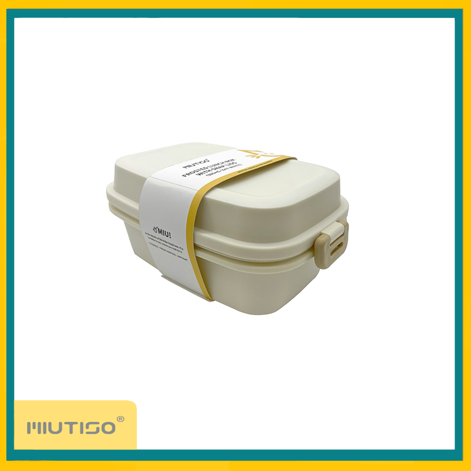 Miutiso Rectangular Frosted Lunch Box with Snap Lid with Spoon and Fork ...