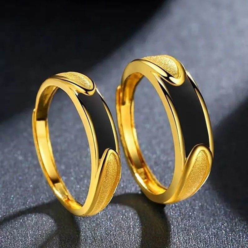 【New Arrivals】Frosted Edge Plated Gold Color Ring Green Enamel Color ...
