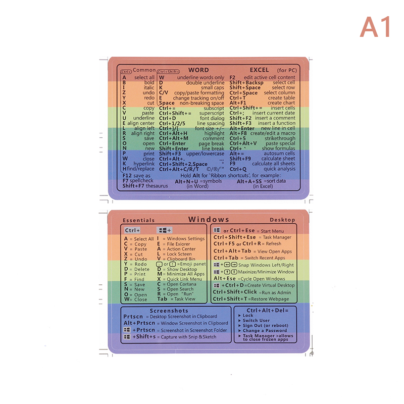2Pcs Windows/Word Reference Keyboard Computer Shortcut Sticker Adhesive ...