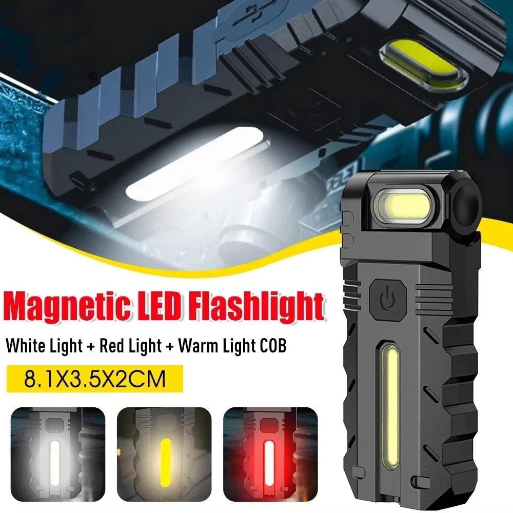 Magnetic Base 1000mAh Battery Magnetic LED Flashlight 180 Degree ...