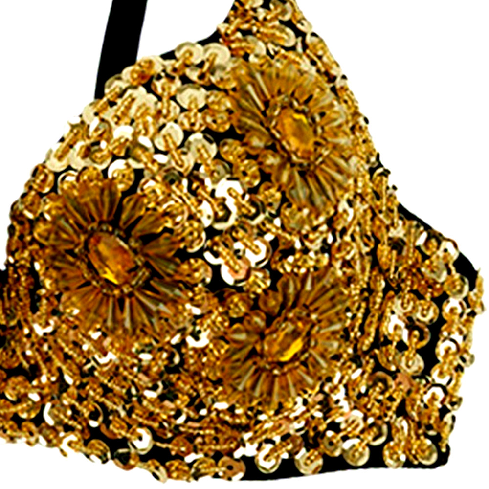 MwOiiOwM Women's Beaded Sequins Embellished Bra B/ C Cup Belly Dance ...