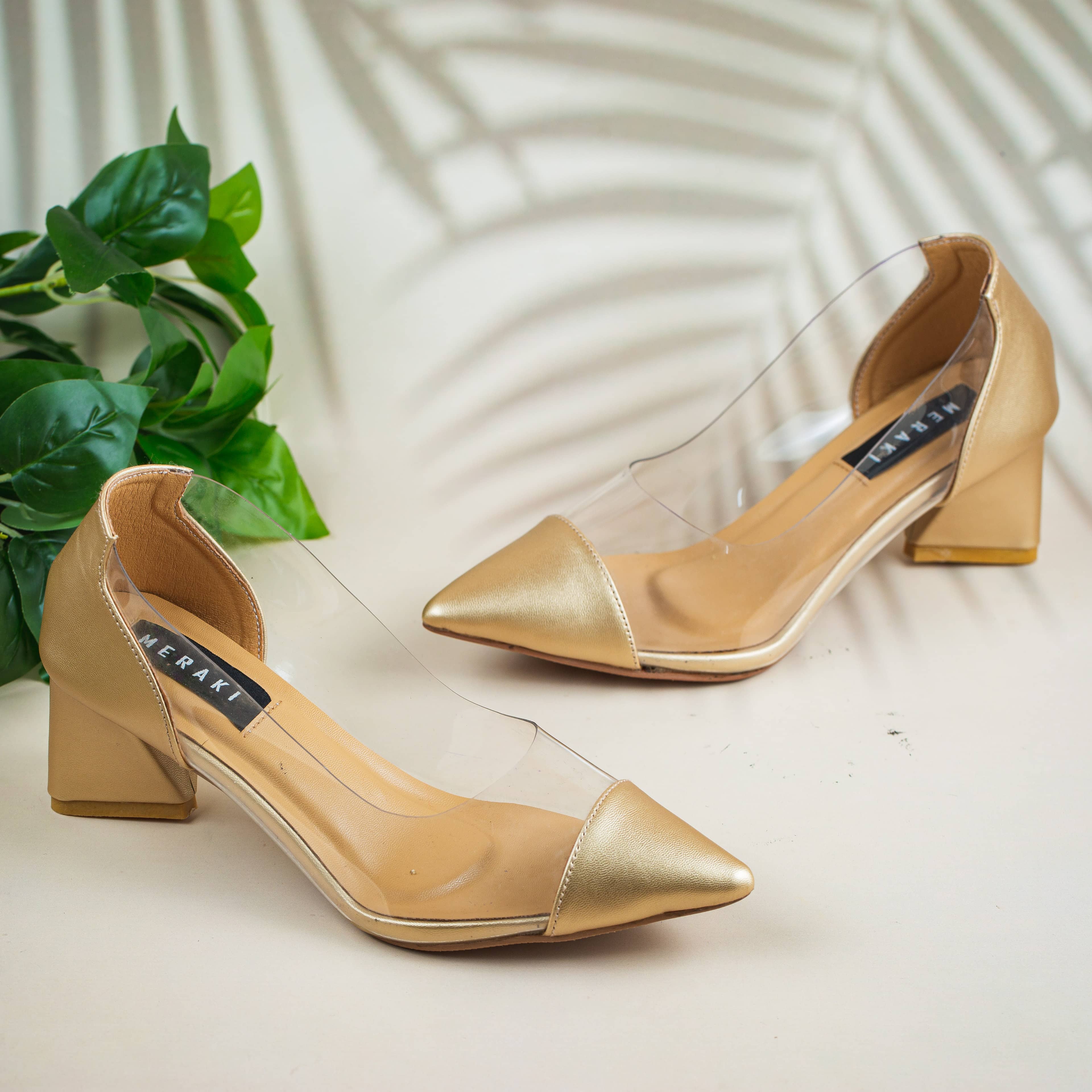 Azura Golden Closed Toe Heel for women | Daraz.com.bd