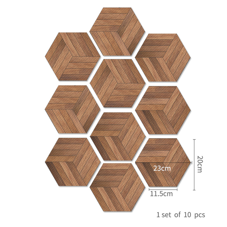【Hottest Trends】Hexagonal Wood Grain Floor Stickers Self-Adhesive ...