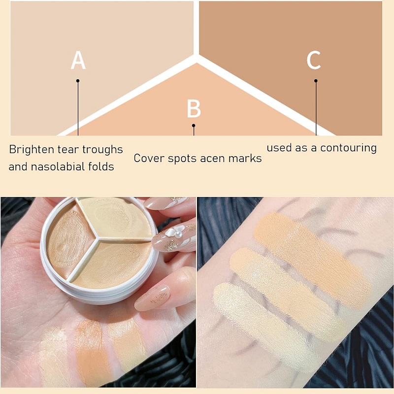 3 Colors Concealer Moisturizing Full Coverage Acne Spot Dark Circles ...