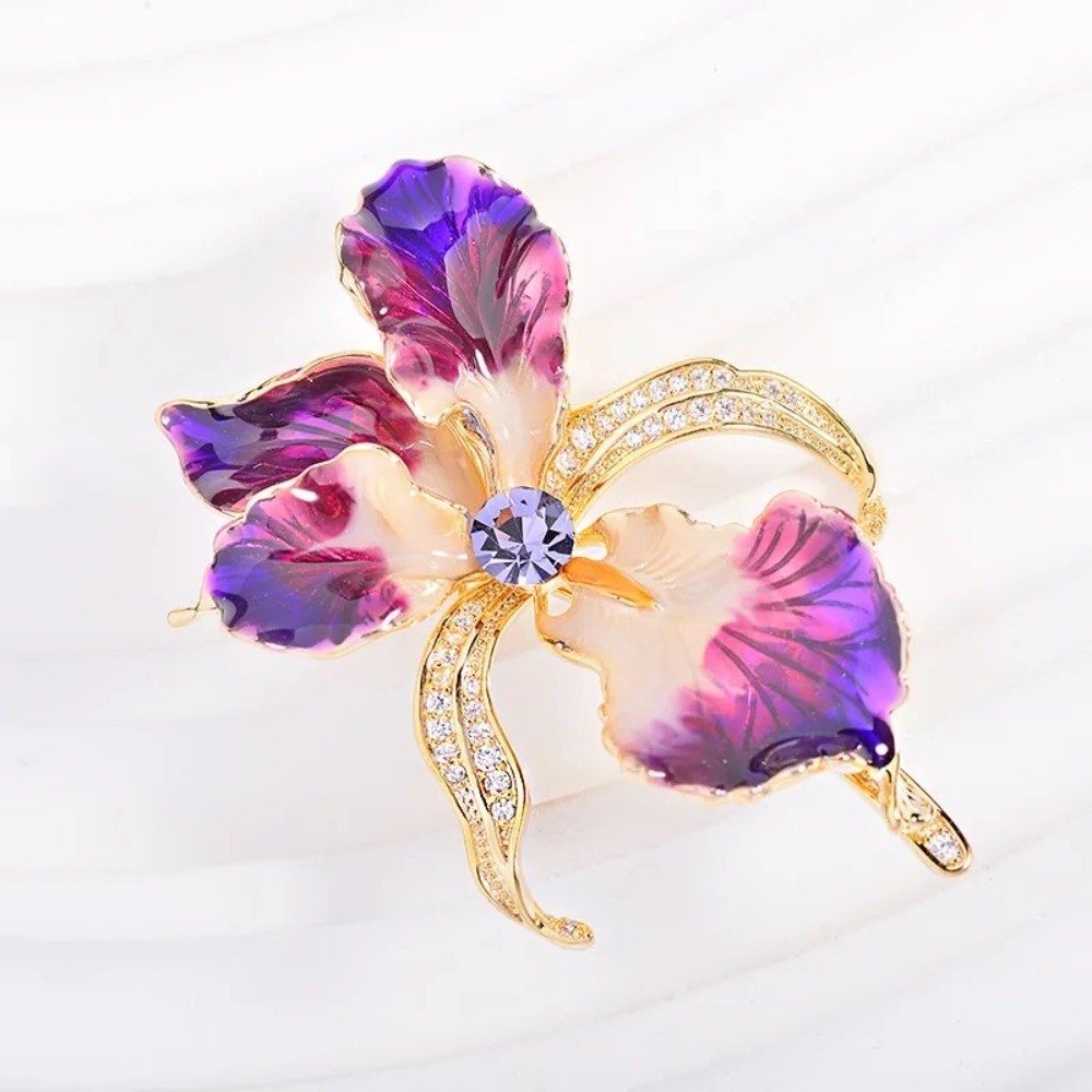 Jewelry Iris Flower Brooch Sparkling Lapel Pin Elegant Badge Suit ...
