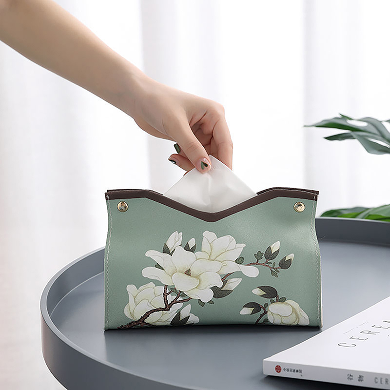 Simple Floral PU Tissue Box Case Retro Car Tissue Container Home ...
