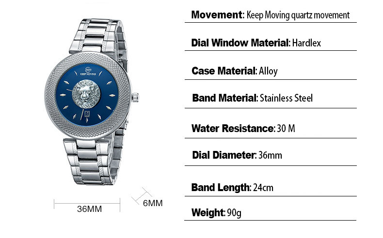 Hot Fashion Brand Keep Moving Lion Pattern Women's Watch Stylish Noble ...