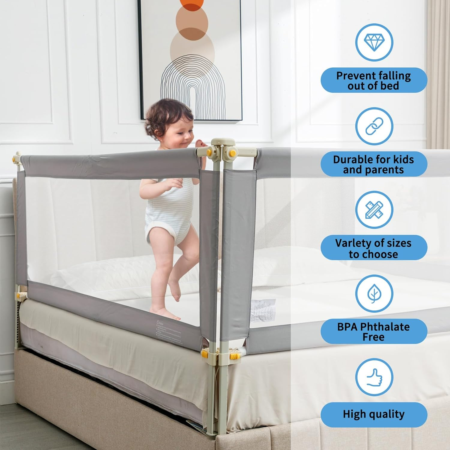 Tawakkal Mart Baby Safety Bed Fence Adjustable Bed Rail Baby Bed ...