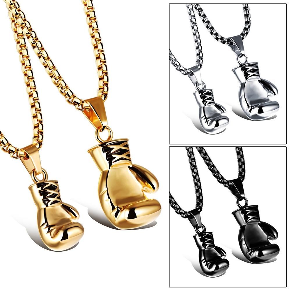 【Hot】Cool Gold Silver Balck Mens Boys Gift Choker Chain Boxing Glove ...