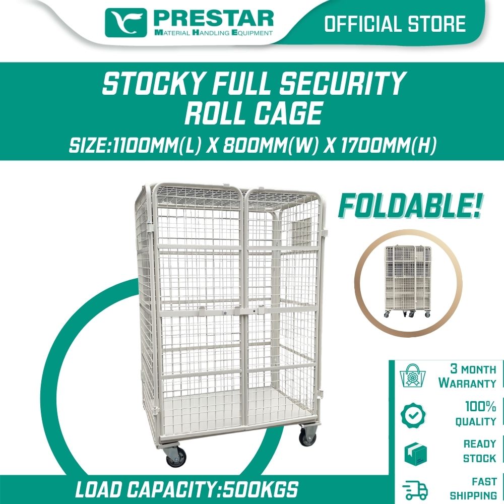 PRESTAR MHE Stocky Grind Roll Container Full Security 4 Sided Wire ...