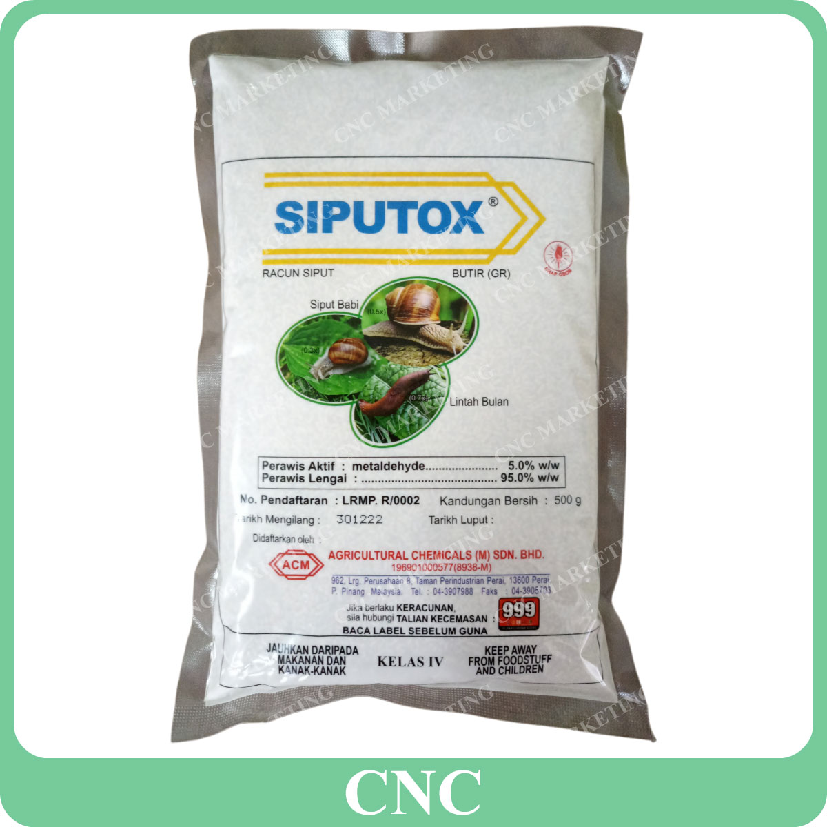 500GM Siputox ACM Metaldehyde 5.0% Racun Siput Molluscicide Snail ...