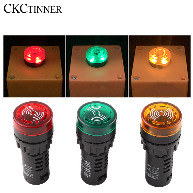 1pcs Ad16-22sm 12v 24v 220v 380v 22mm Flash Red Led Active Buzzer Beep ...