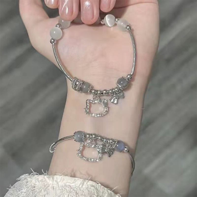Sanrio Hello Kitty Y2K Bracelets Bow Knot Anime My Melody Silver ...