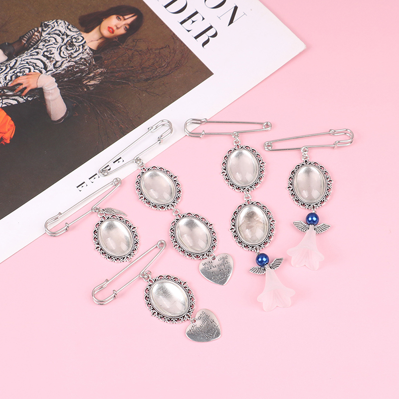 Wedding Bouquet Photo Charm DIY Pin Brooch Lacy Frame Charm Oval ...